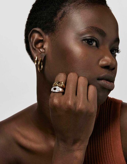 Anillo ovalado Tous Manifesto de plata P 925 baño de oro 6