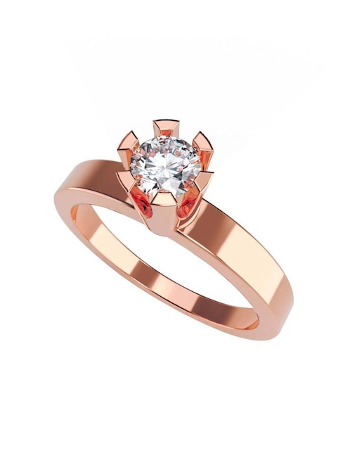 Anillo de compromiso de oro rosa 14 k Amore Mio diamante 1