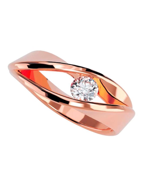 Anillo de compromiso de oro rosa 14 k Amore Mio diamante 1