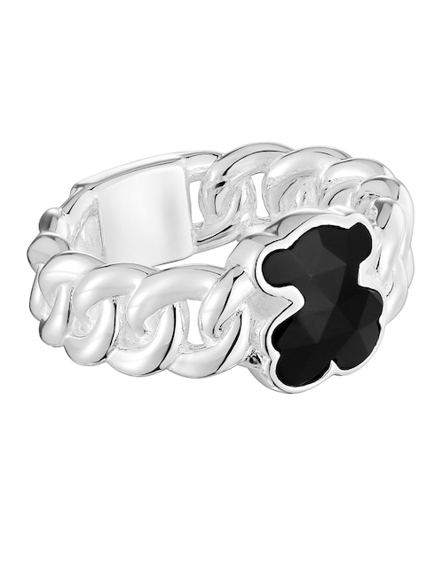 Anillo con gema de oso Tous Icon Color de plata ónix brillante 1