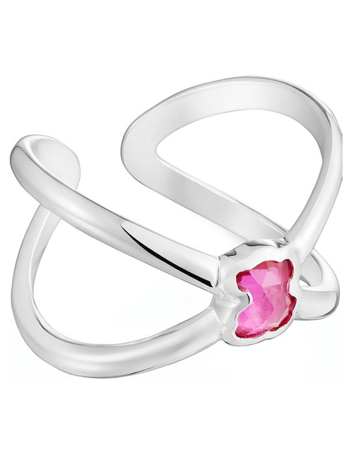 Anillo circular Tous Icon Color LGG. Oso P 925 de plata vermeil rubí ...