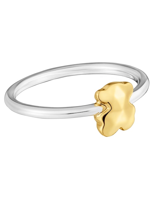 Anillo Tous Icon Metal Oso de plata P 925 con acabado baño de oro 1
