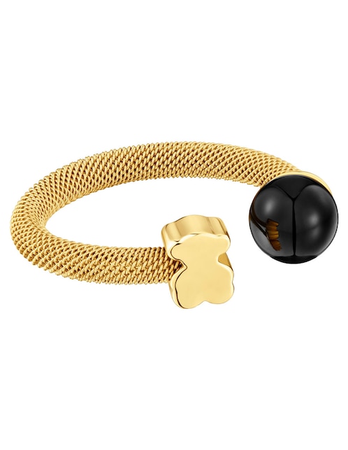 Anillo con gema de oso Tous Icon Mesh ónix brillante 1