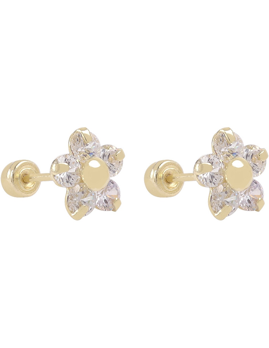 Broqueles de estrella D Cadena de oro amarillo zirconia