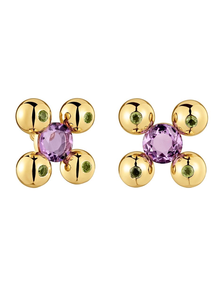 Aretes redondos Tous Sugar Party de plata P 925 con acabado baño de oro ...
